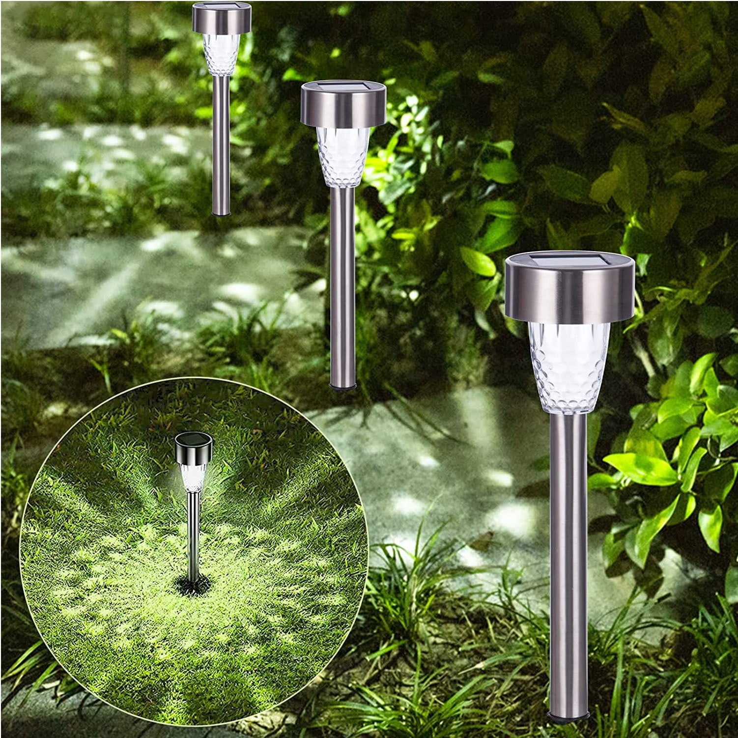 Qoosea Solar Pathway Lights Outdoor, 10 Pack Waterproof LED Solar ...