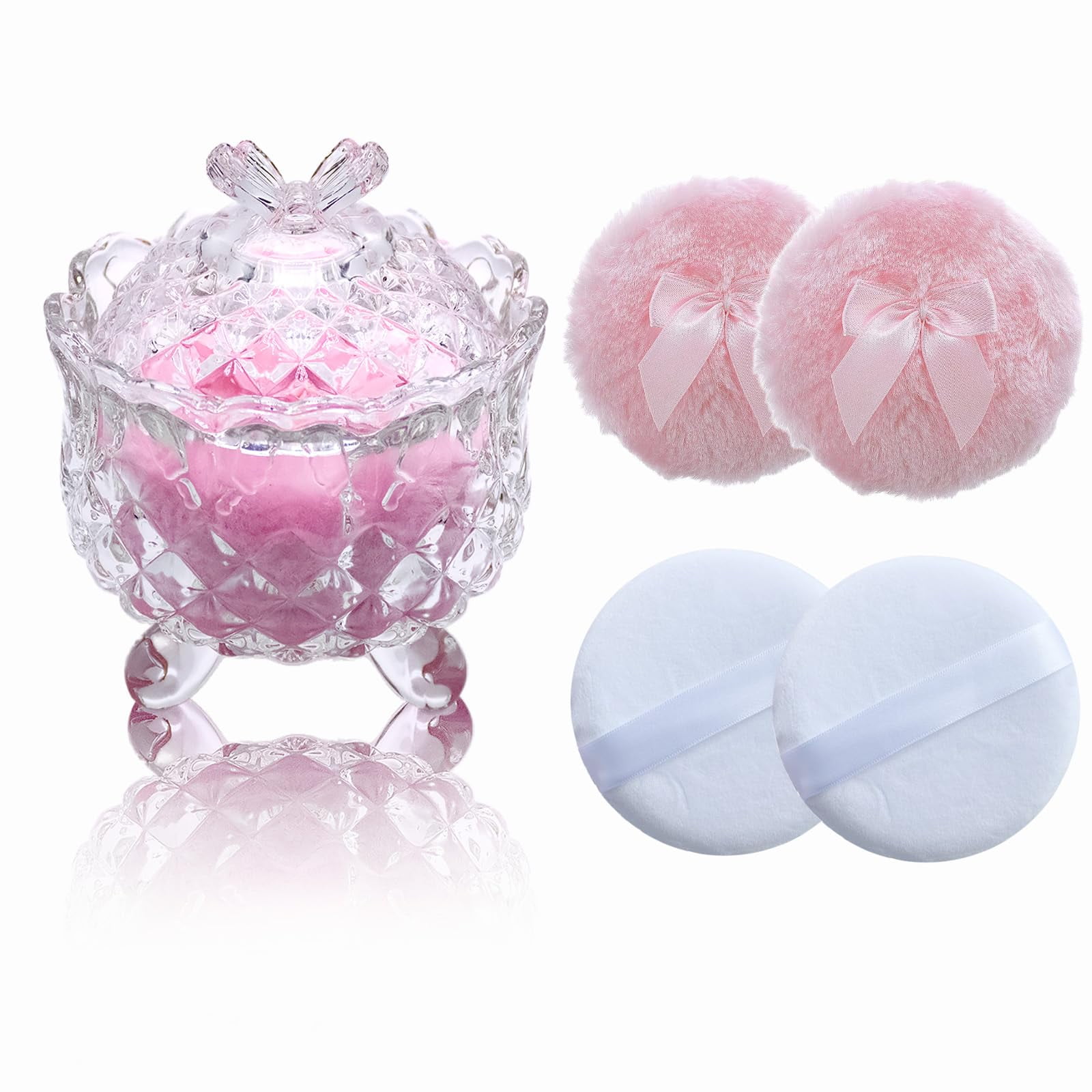 Qopoto 5 Pieces Large IFF17 Body Powder Puff and Powder Container ...