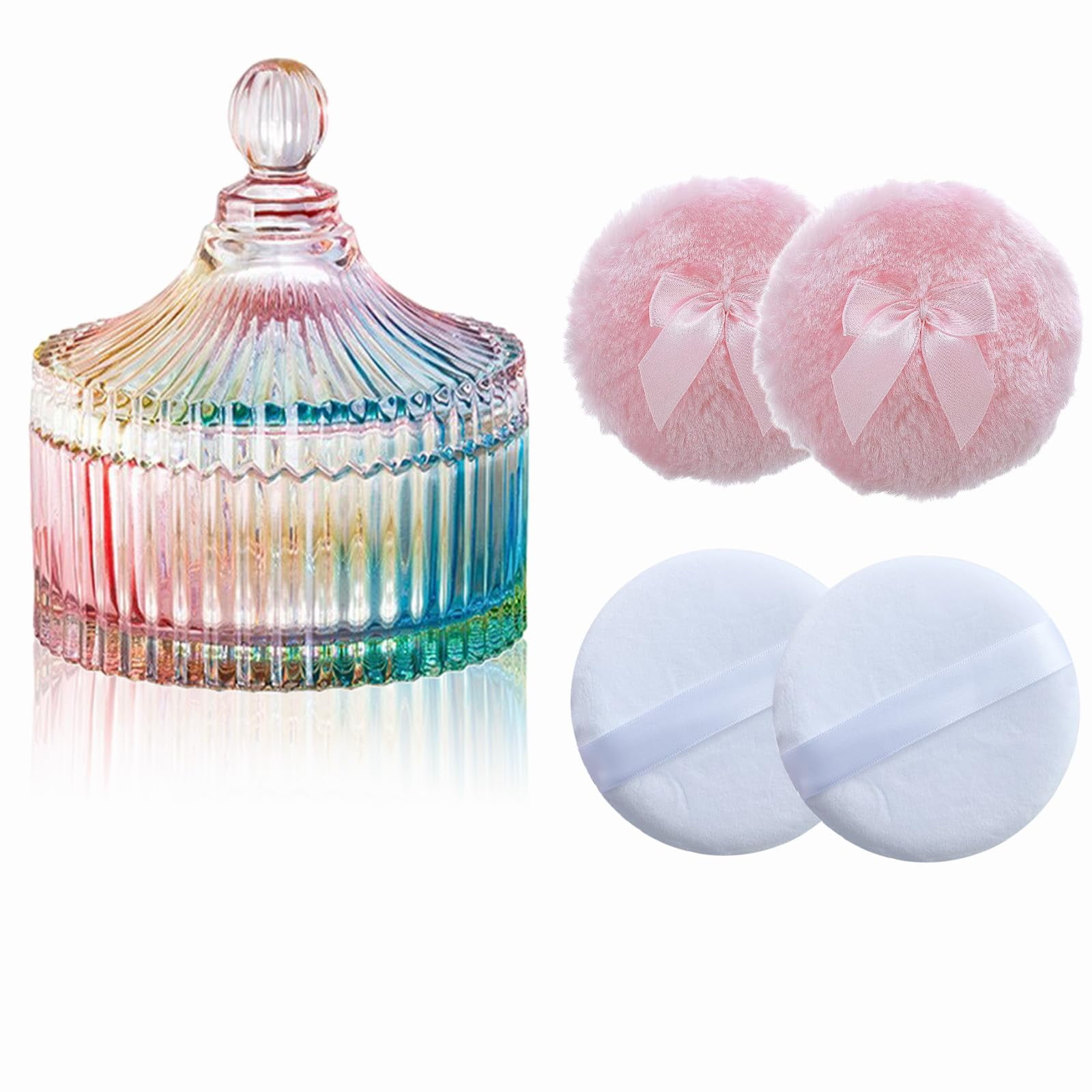 Qopoto 5 Pieces Large IFF17 Body Powder Puff and Powder Container ...