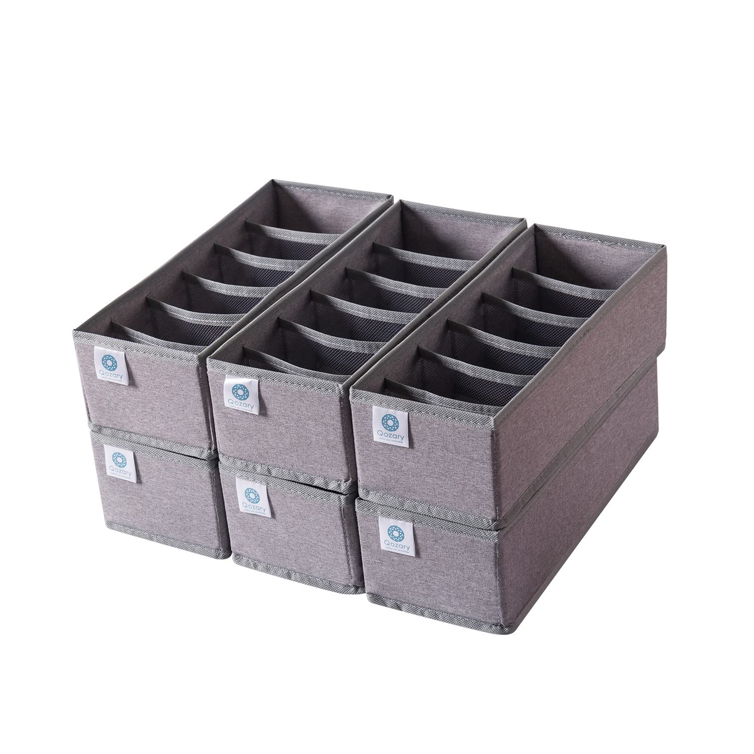 Qozary 6 Pack Sock Underwear Drawer Organizer Dividers, Collapsible ...