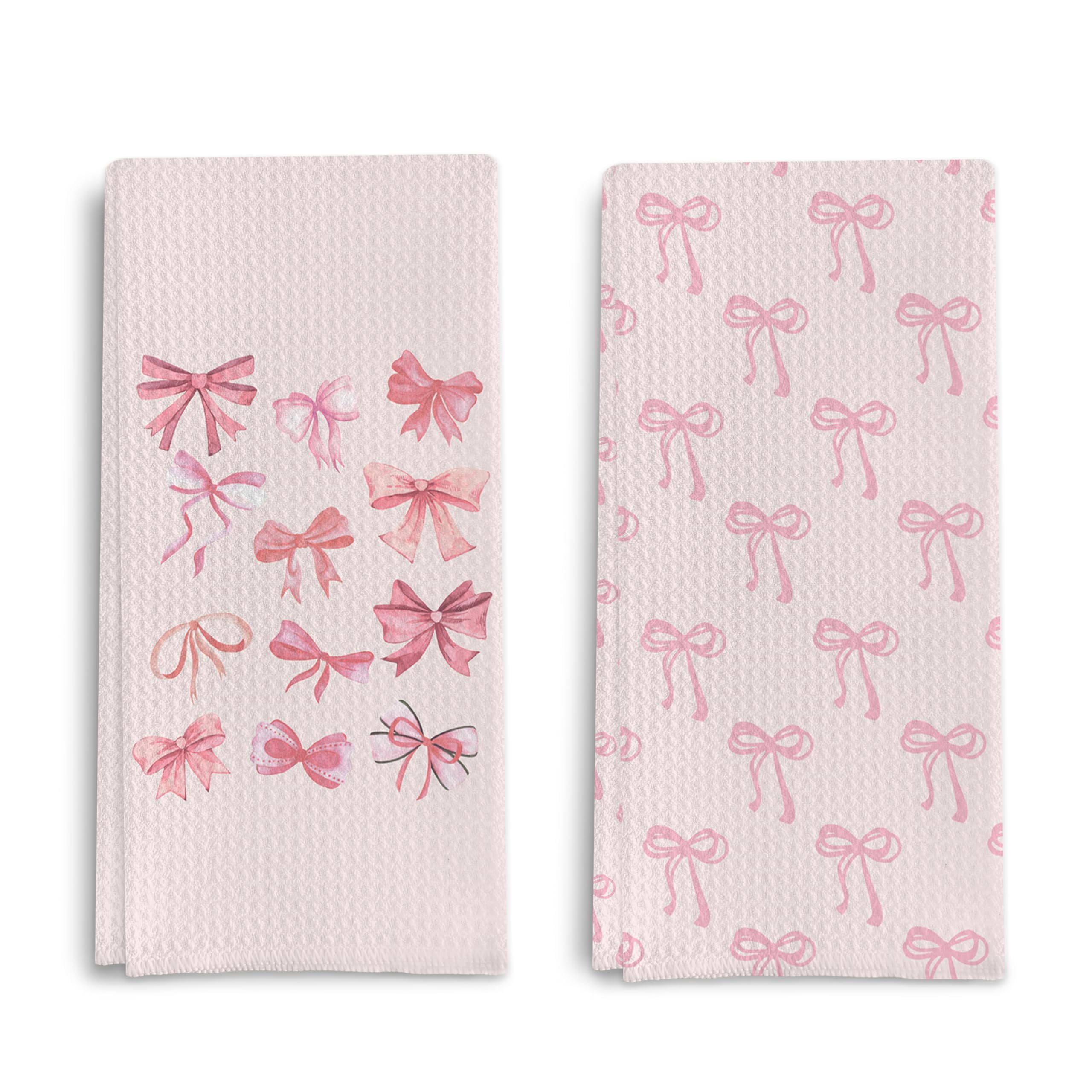 Qpenm Coquette Pink Bow Kitchen Towels Set of 2-Pink Bow Cherry Kitchen ...