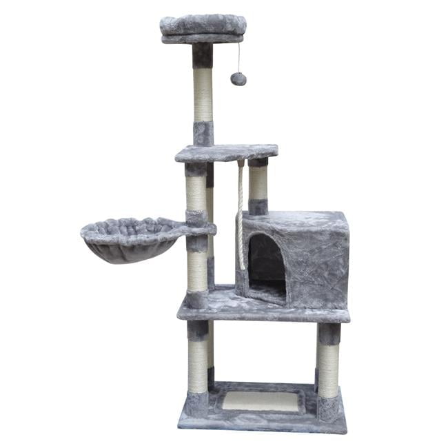 Qpets CT-202 Qpets 58'' Cat Tree, Stable Cat Tower with Scratching Posts, Big Cat Condo, Play ...