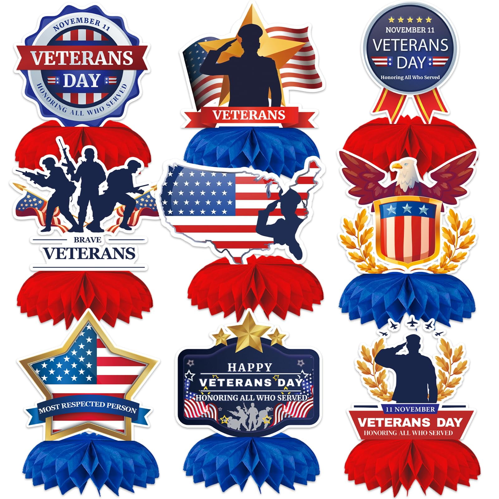 Qpout 9 Pcs Happy Veterans Day Table Decorations Veterans Day ...