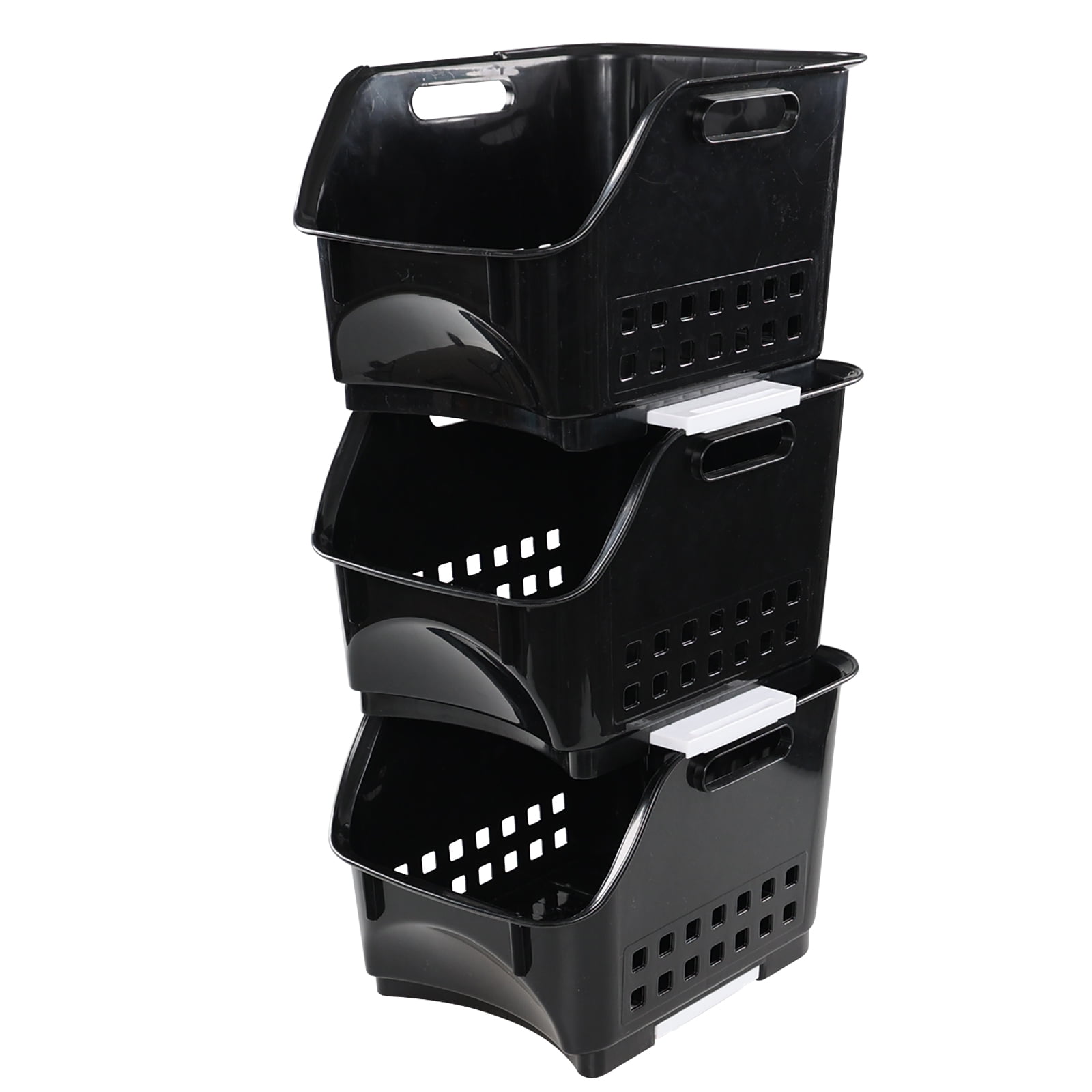 Qqbine 3 tier Kitchen Stacking Open Storage Bins, Plastic Stackable ...