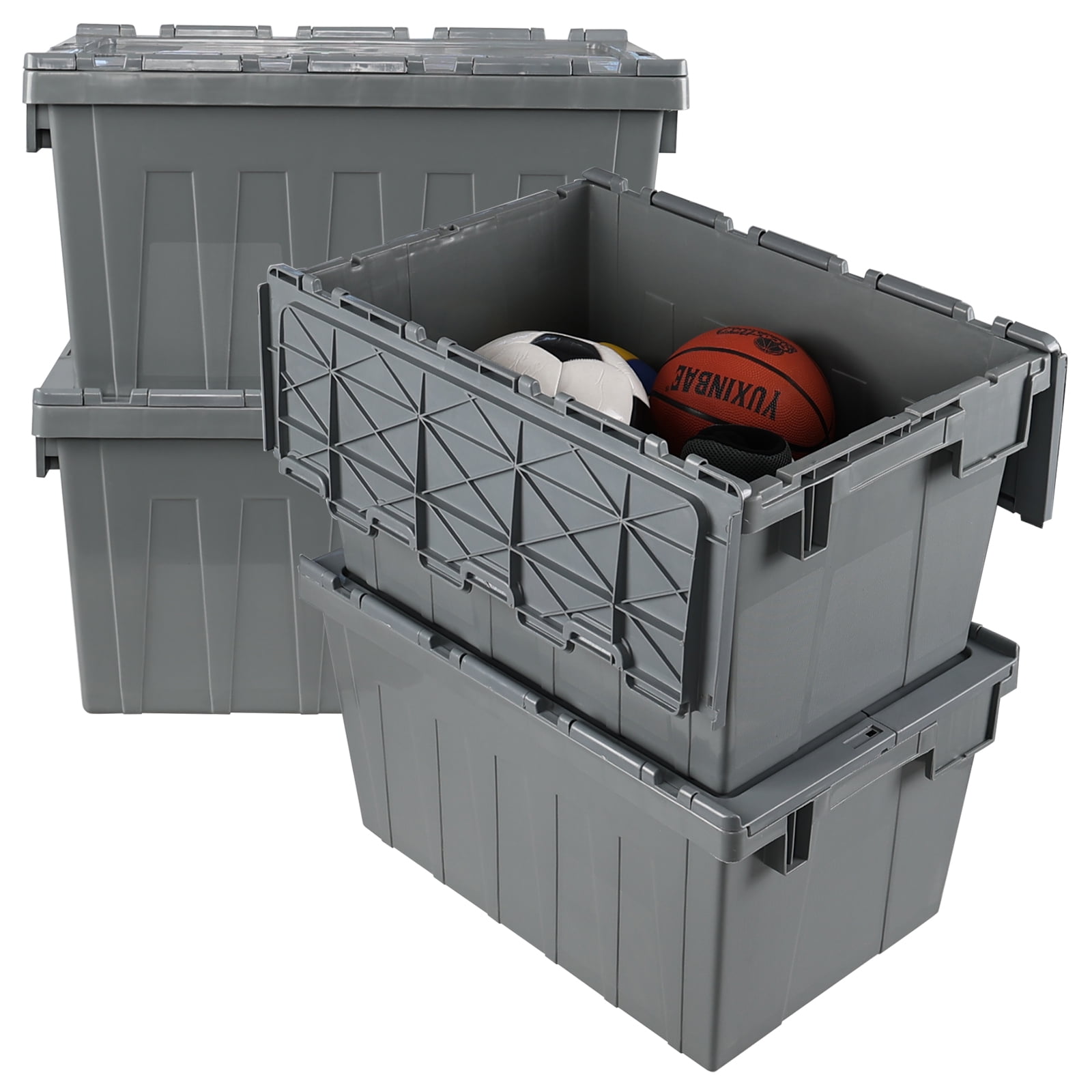 Qqbine 4 Packs 15 Gallon Heavy-Duty Flip Top Plastic Storage Bins ...