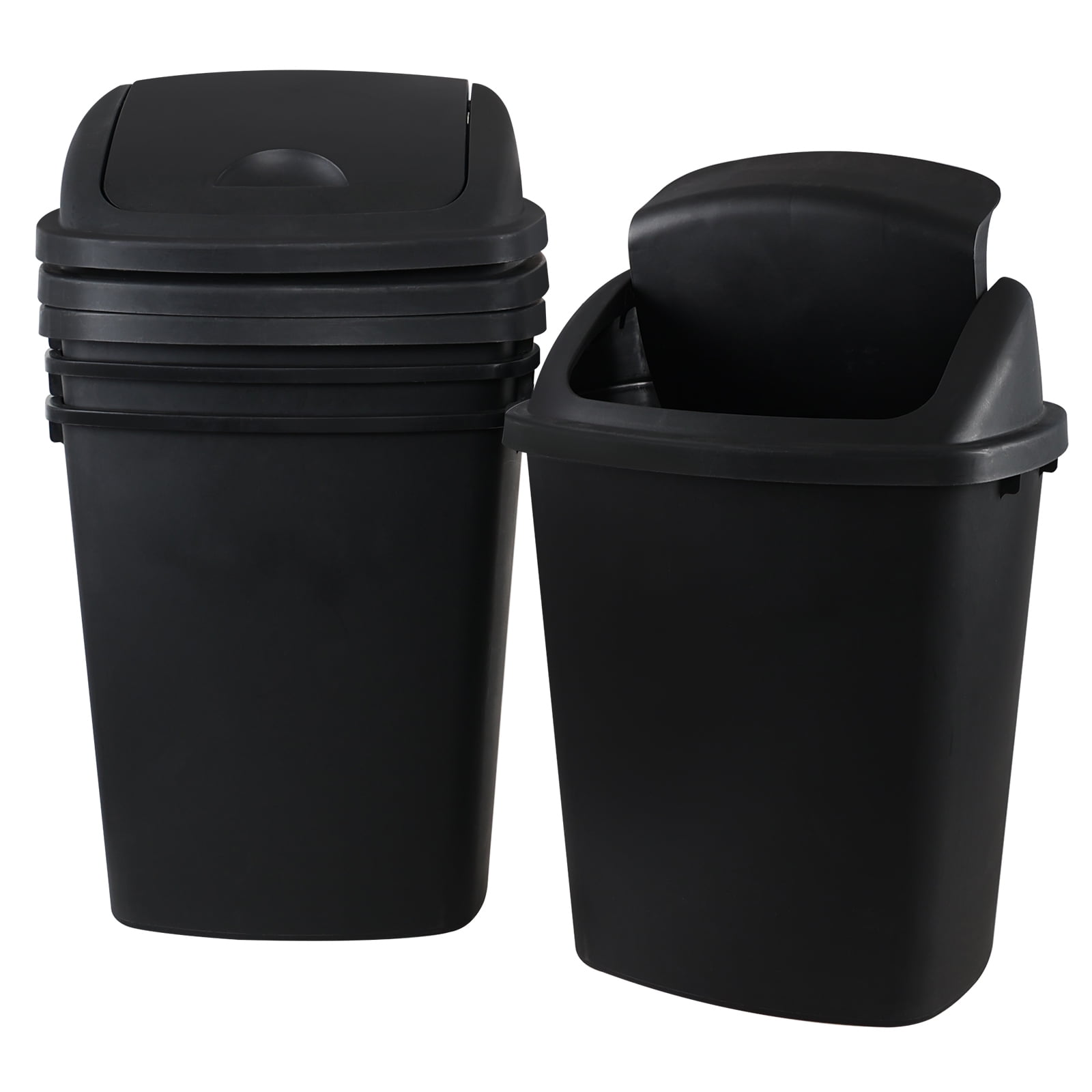 Qqbine 4 Packs Swing-Top Kitchen Trash Cans, 13 Gallon Plastic Swing ...