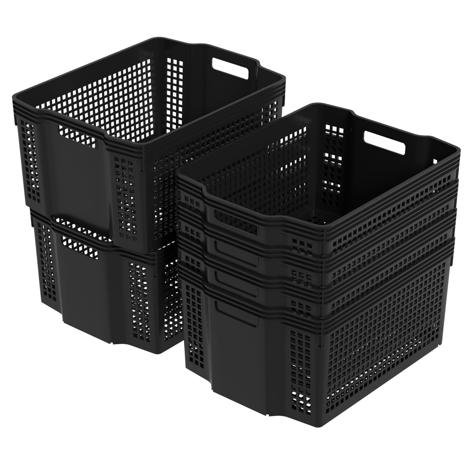 Qqbine 6 Packs Large Plastic Stackable Storage Baskets, Large Open ...