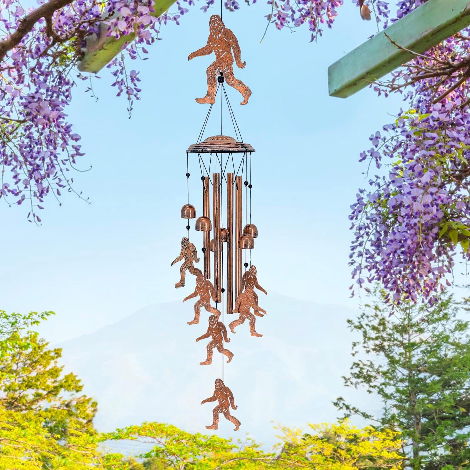 Qqyida 36-Inch Wild Man Figurine Wind Chime with Metal Bells and Shells ...
