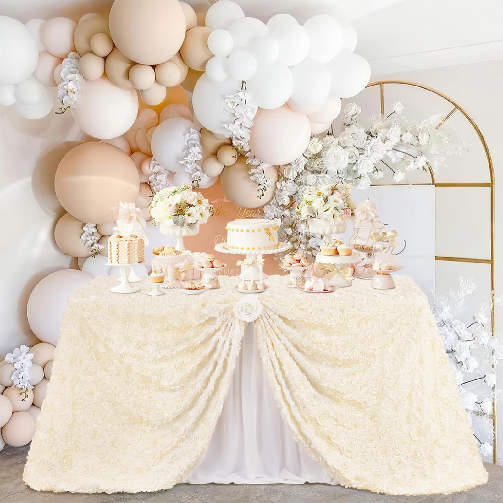 Qqyida 3D Rose Pattern Round Tablecloth, 120cm Diameter Stereoscopic ...