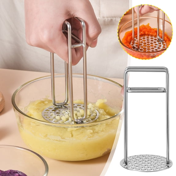 Qqyida Restaurant-Style Stainless Steel Potato Masher, Heavy-Duty ...