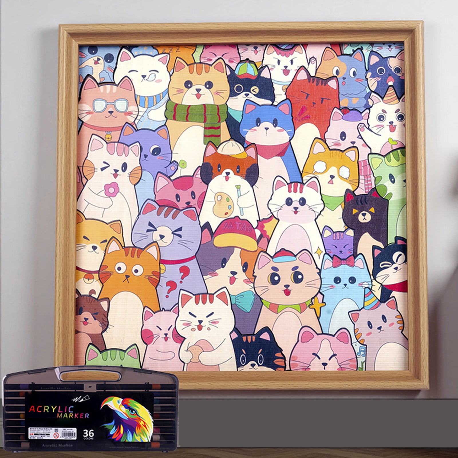 Qqyida Wooden Hand-Painted Jigsaw Puzzle Photo Frame, DIY Art Craft Kit ...