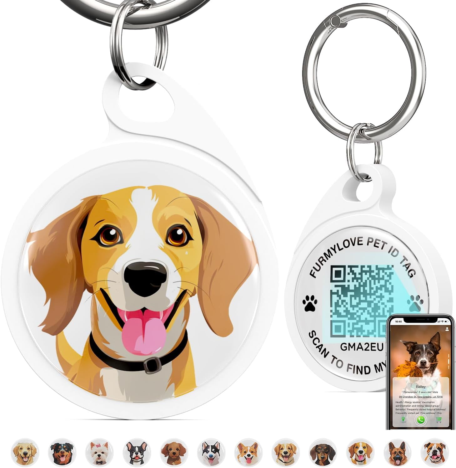 Qr Code Dog Tag, Dog Tag Personalized Silent Pet Id Label Customizable ...