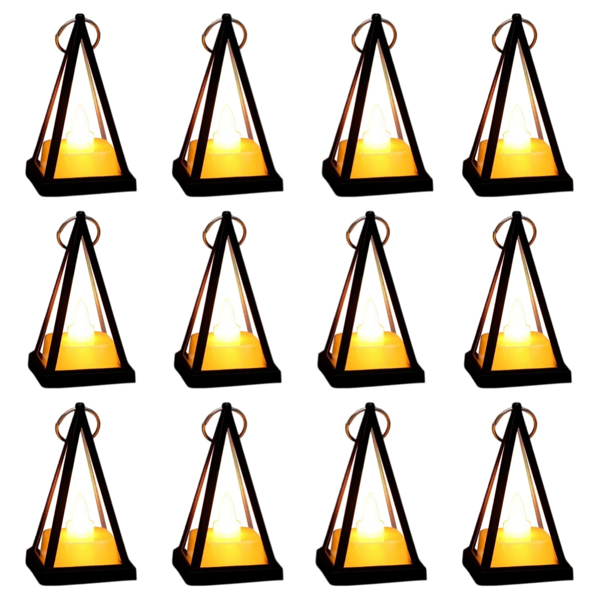 Qrieeo 12 Pcs Mini Lantern with Flickering LED Candles, LED Candles 3.5 ...