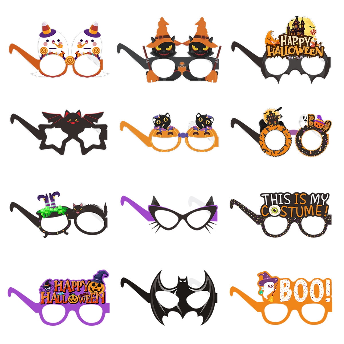 Qrieeo 12pcs Halloween Glasses, 12 Styles Assorted Halloween Eyeglasses ...