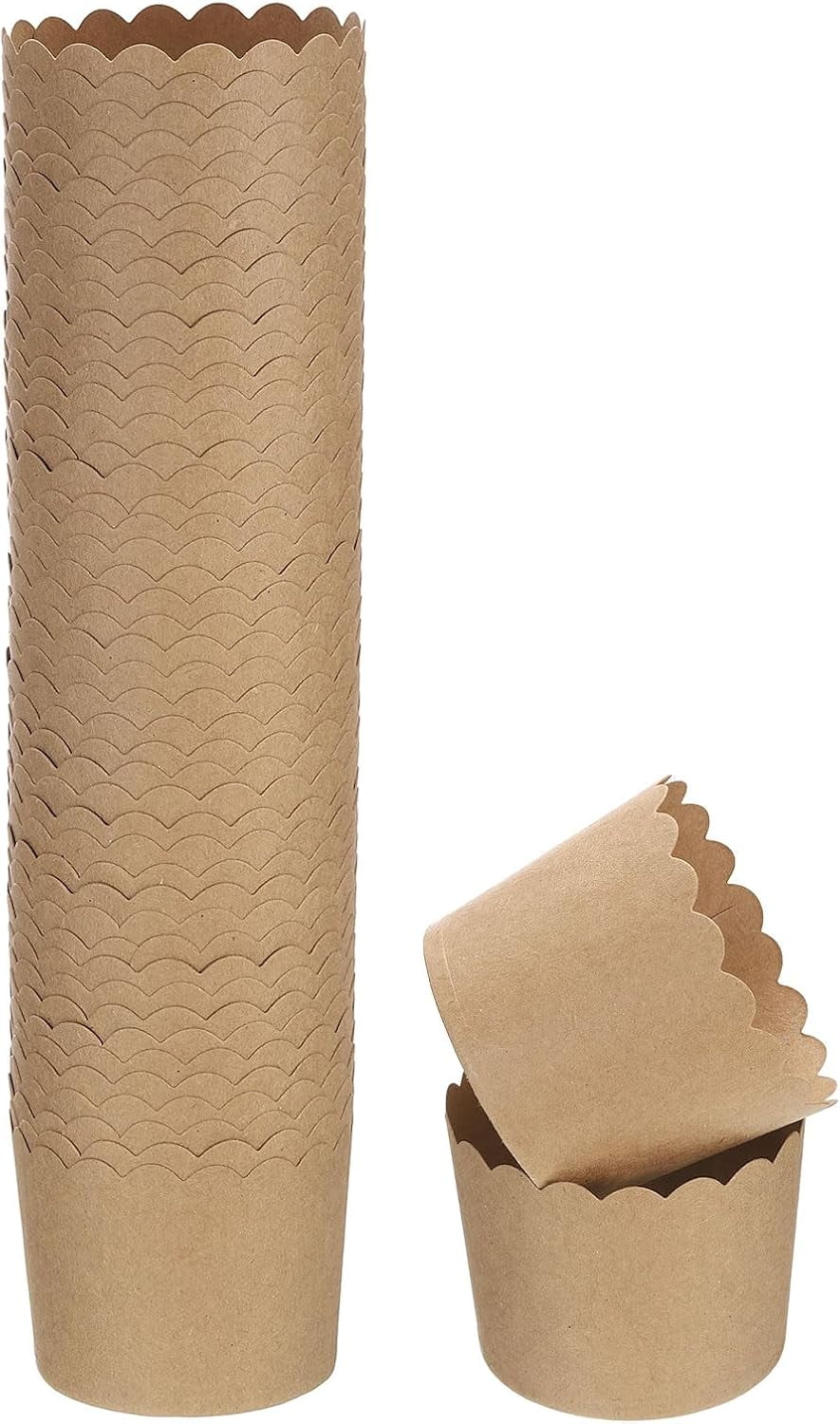 Qrieeo 50Pcs Paper Baking Cups Brown Kraft Paper Muffins Liners Cupcake ...