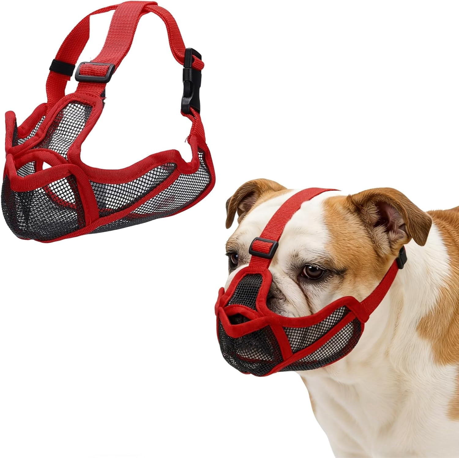 Qrieeo Short Snout Dog Muzzles, Adjustable Mouth Cover for Dogs ...
