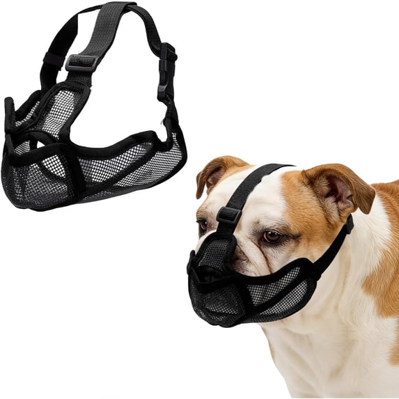 Qrieeo Short Snout Dog Muzzles, Adjustable Mouth Cover for Dogs ...