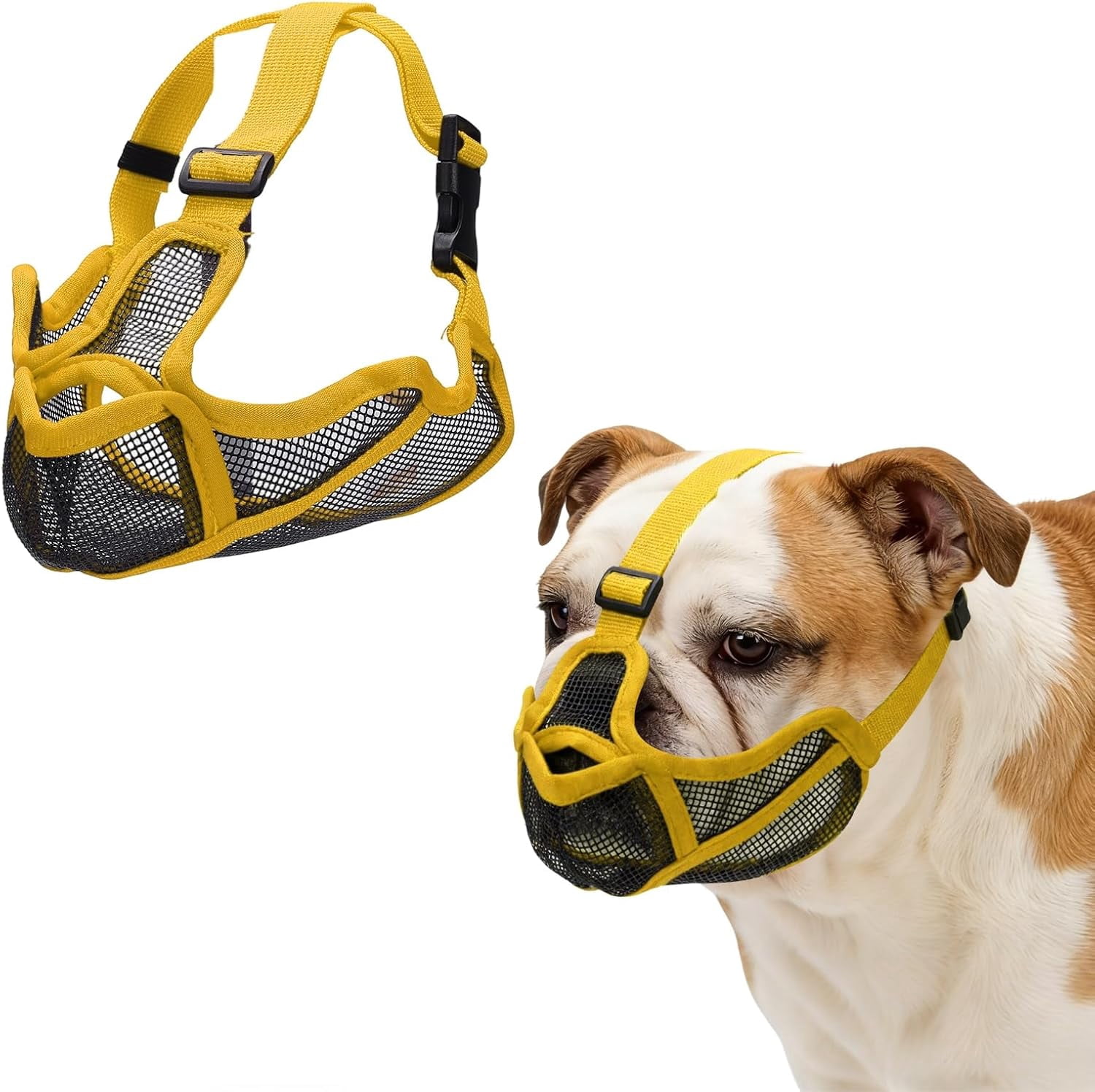 Qrieeo Short Snout Dog Muzzles, Adjustable Mouth Cover for Dogs ...