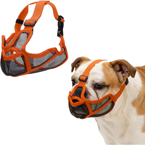 Qrieeo Short Snout Dog Muzzles, Adjustable Mouth Cover for Dogs ...