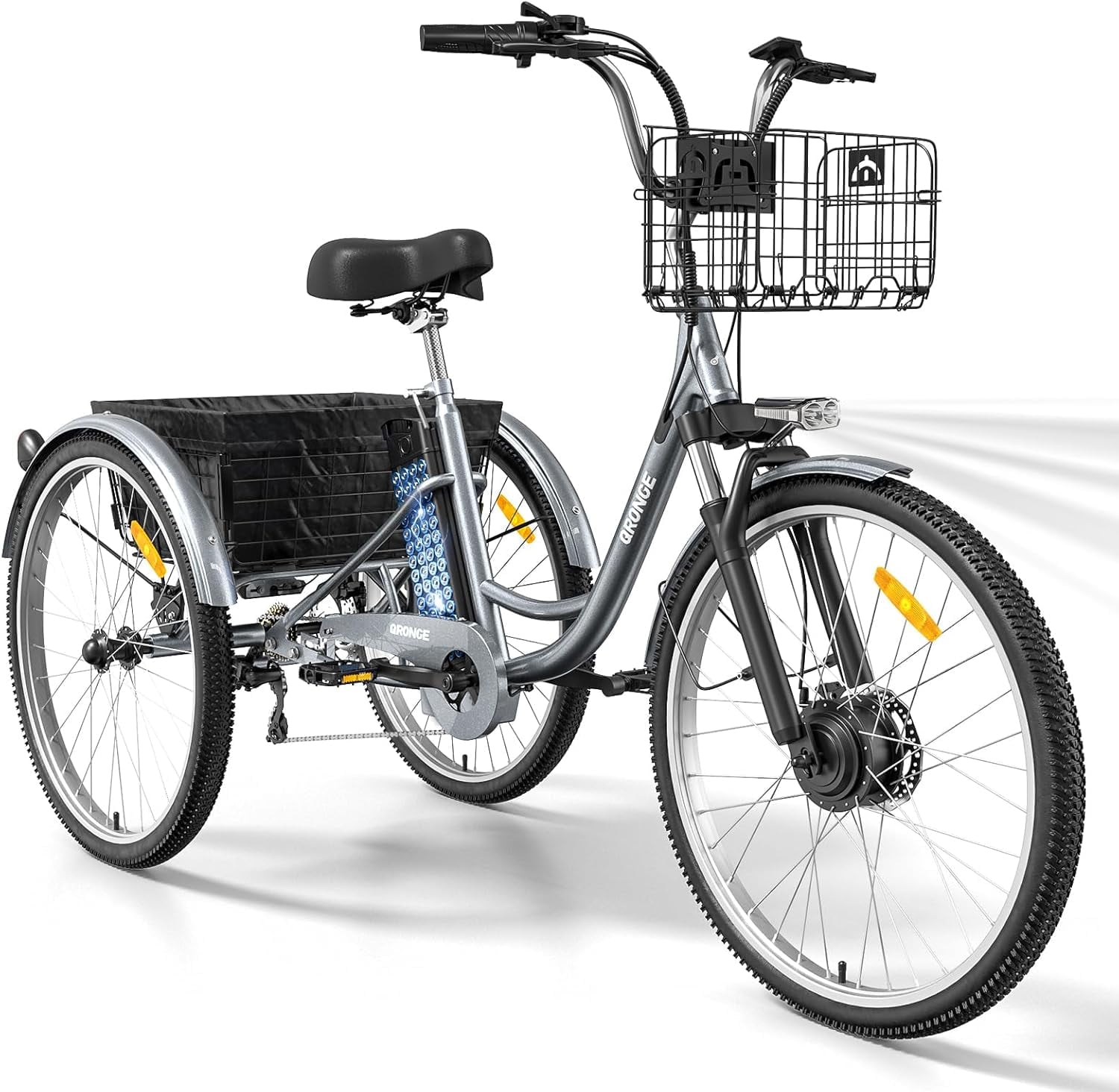 Qronge Electric Tricycle for Adults,26'' Three Wheel Electric Bicycle ...