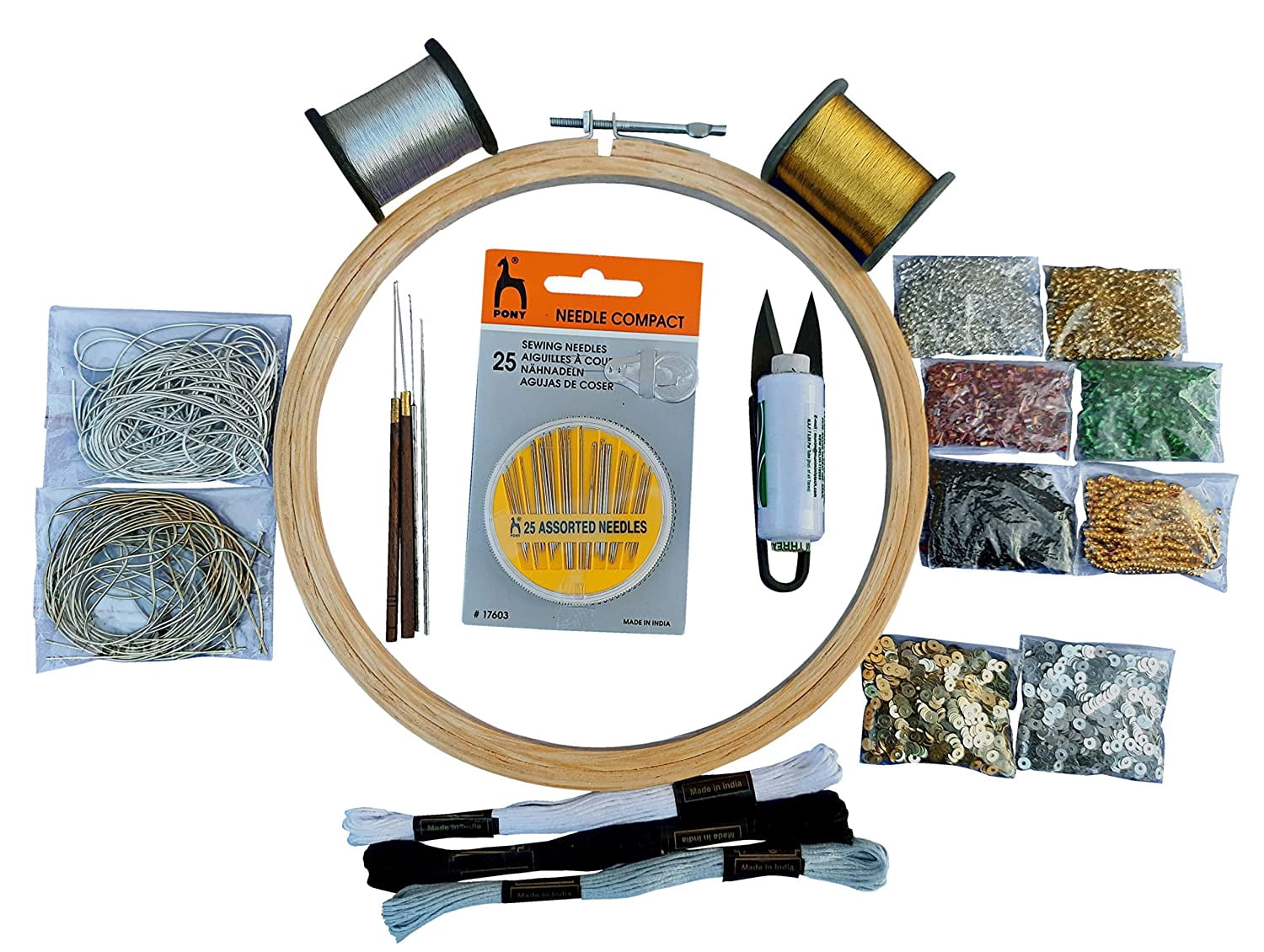 Qroof Aari Work Maggam Work Materials Combo Kit for Blouse Fabric ...