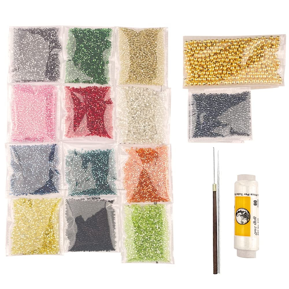 Qroof Aari WorkMaggam Work Materials Kit Glass Beads Set 13 Aari Wires Needles and Thread Combo ...