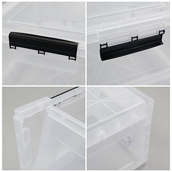 Qskely 30 L Clear Plastic Collapsible Storage Crate, Folding Storage ...
