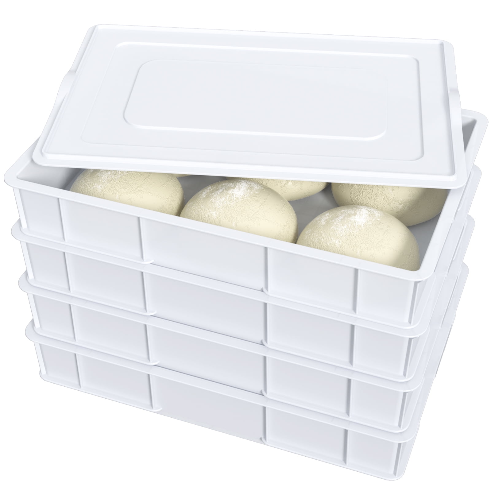 Qskely 4 Pack Commercial Pizza Dough Proofing Box with Lid, Plastic ...