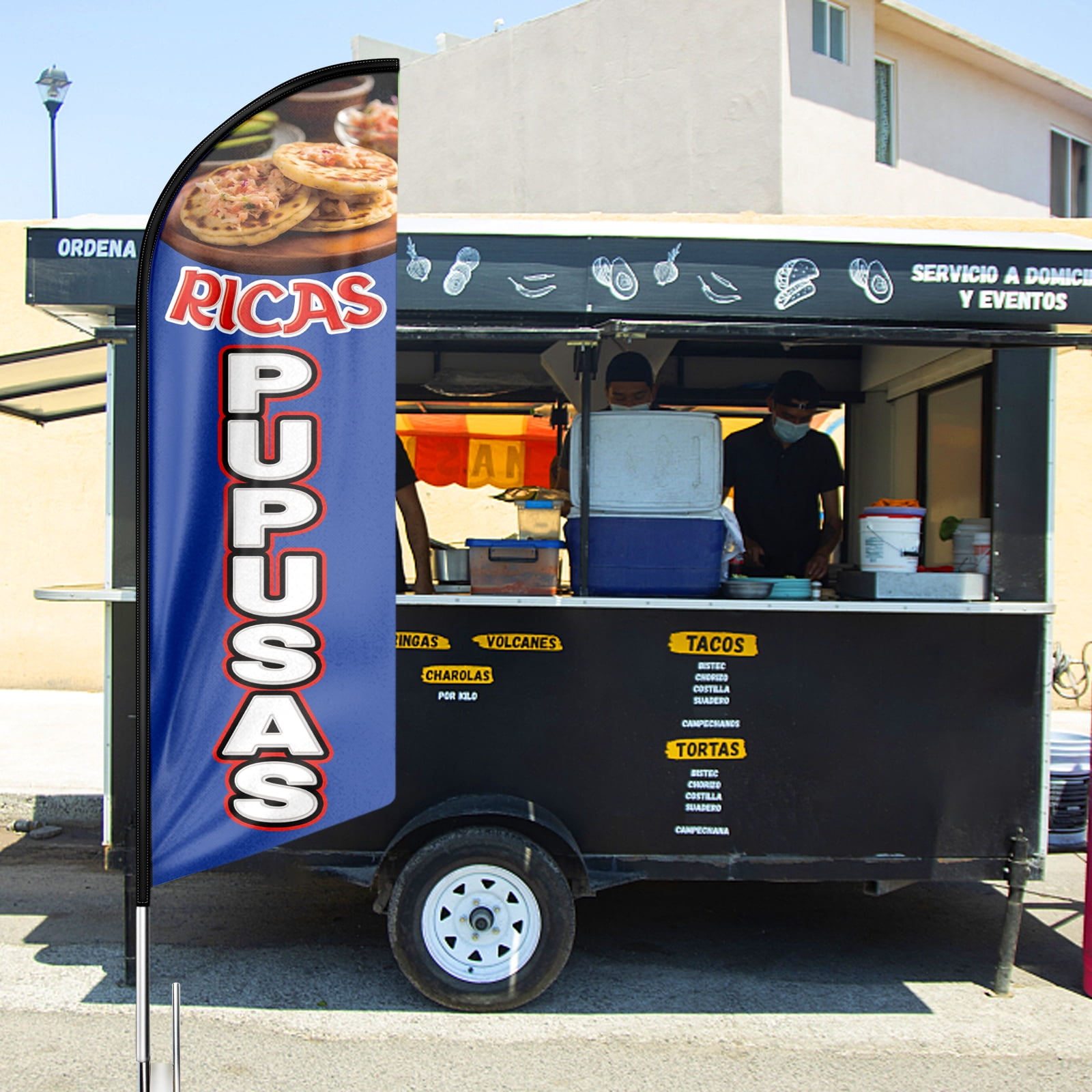 Qsum 8 ft Polyester Ricas Pupusas Swooper Outdoor Flag and Banner ...