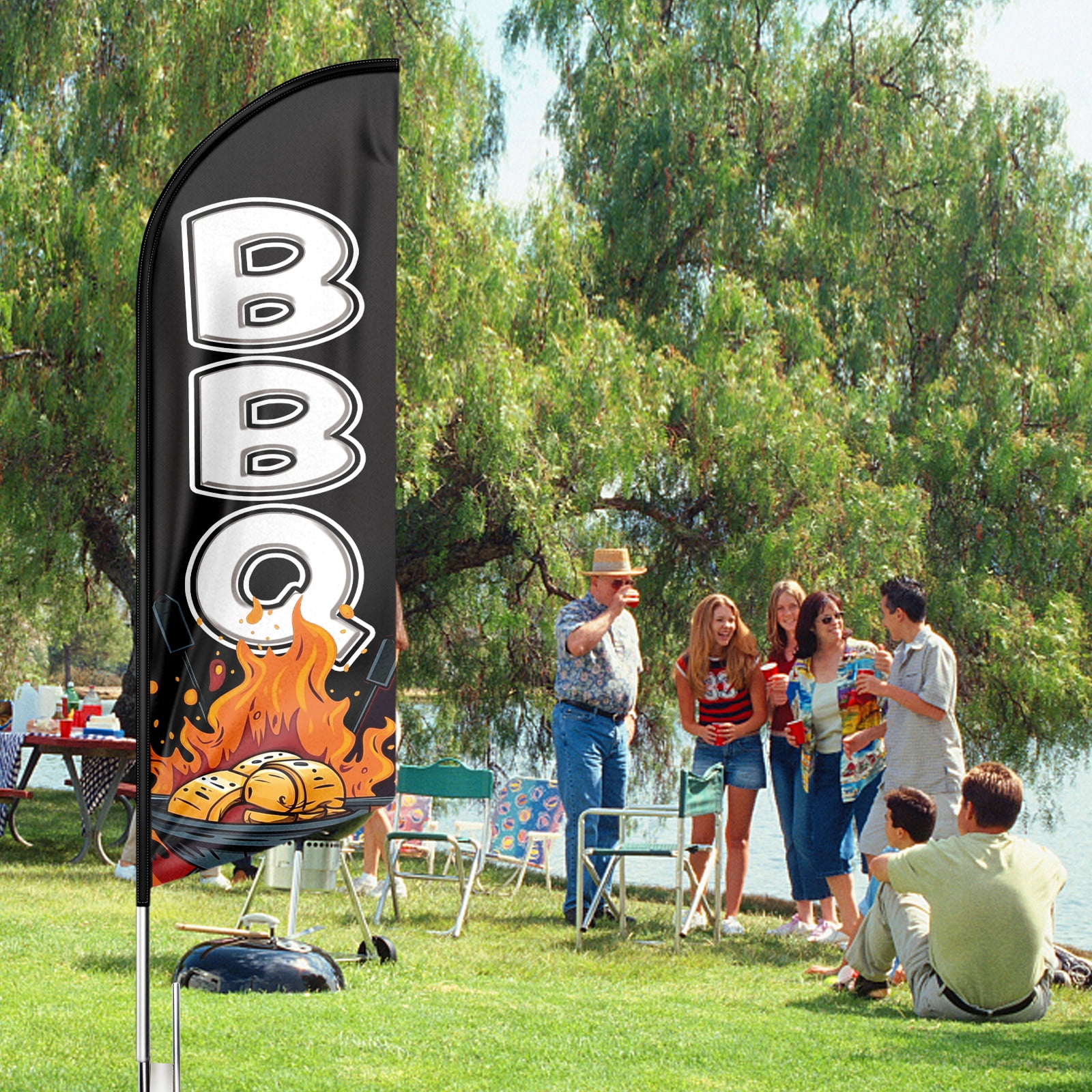 Qsum 8ft Polyester BBQ Sign Feather Outoor Flag - Walmart.com