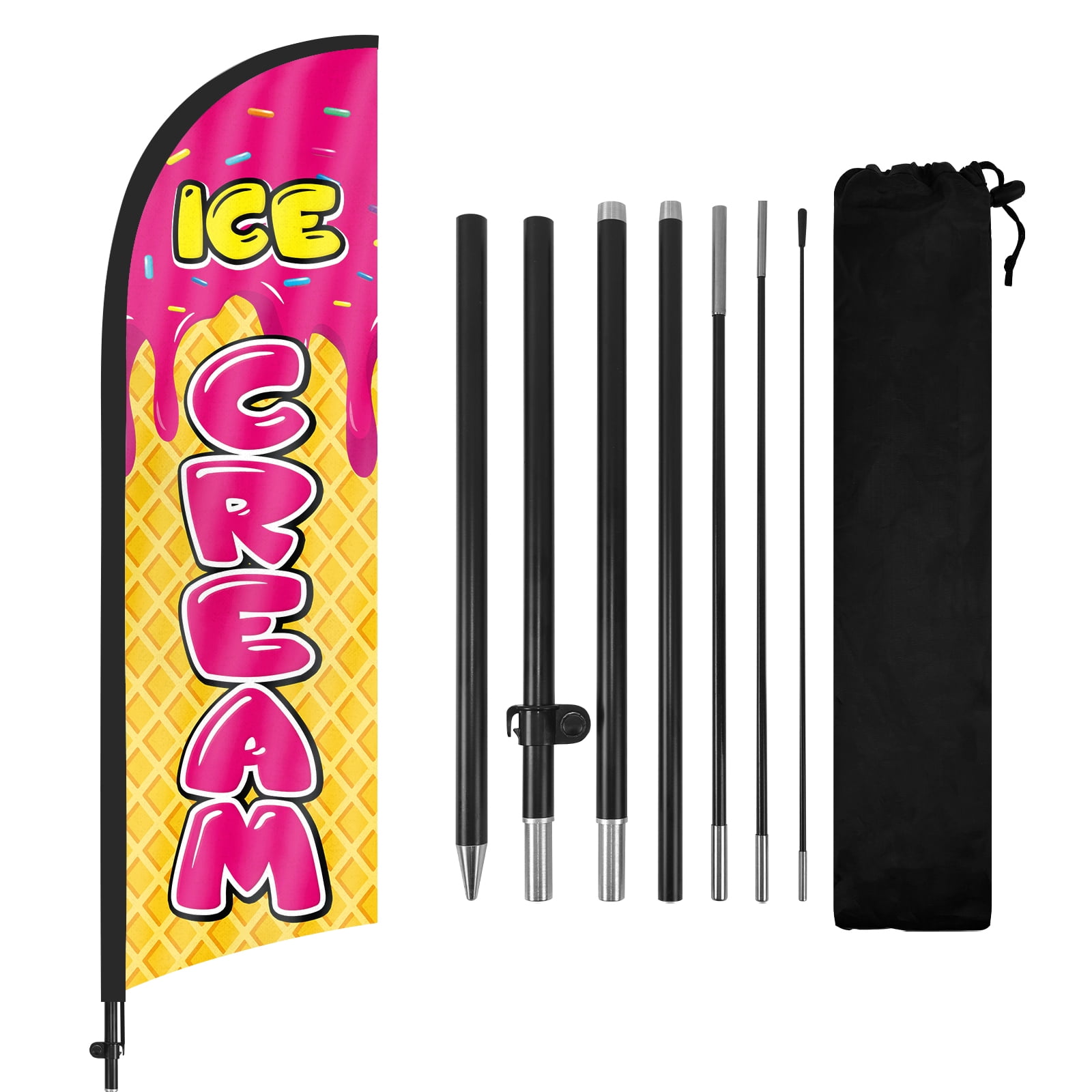 Qsum Ice Cream Business Flag With Pole Kit , Ice Cream Advertising ...