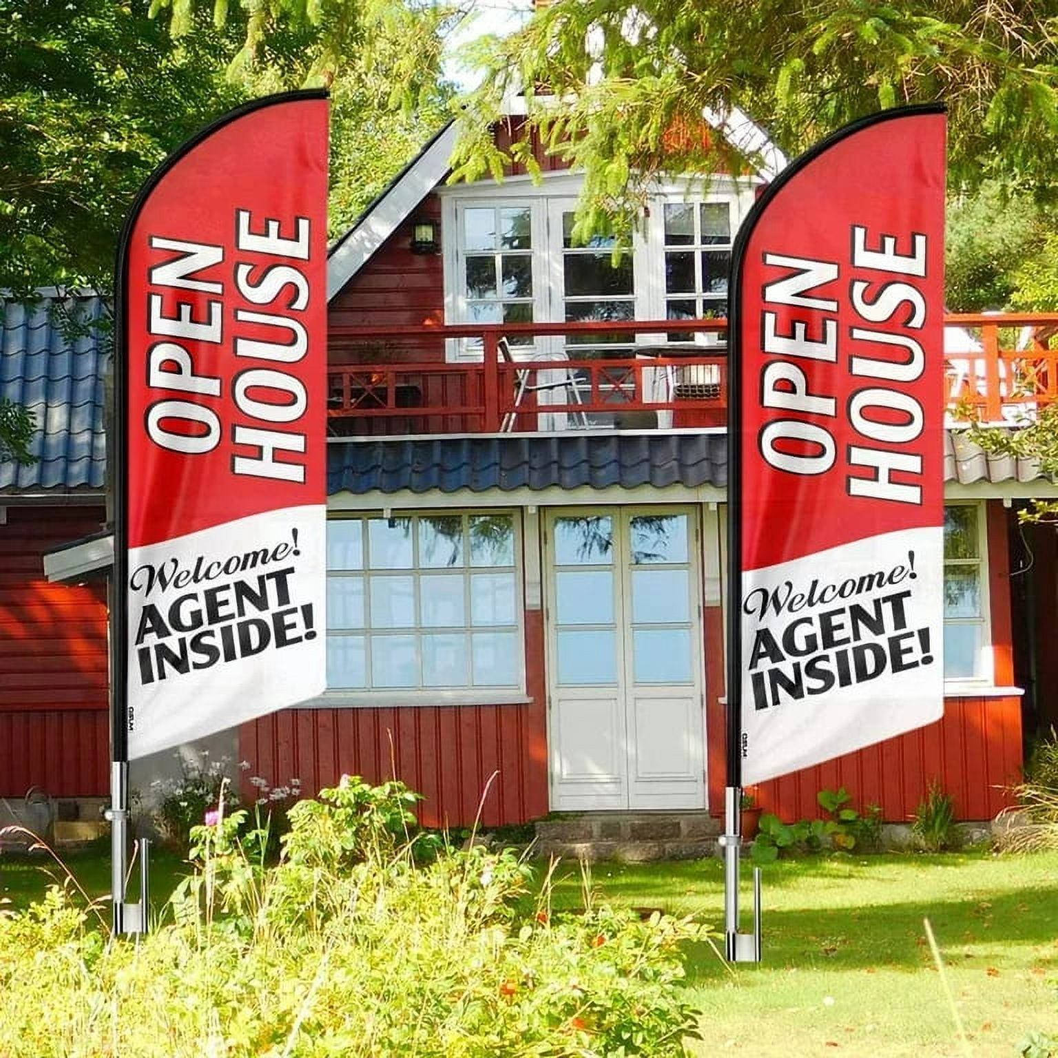 QSUM 8FT Open House Advertising Feather Flag, Tear-Resistant Polyester ...