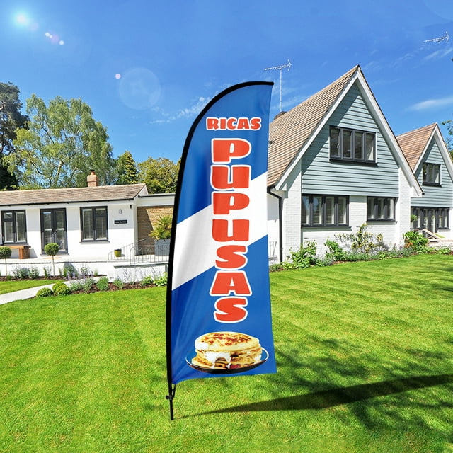 Qsum Ricas Pupusas Business Flag With Pole Kit , Ricas Pupusas ...