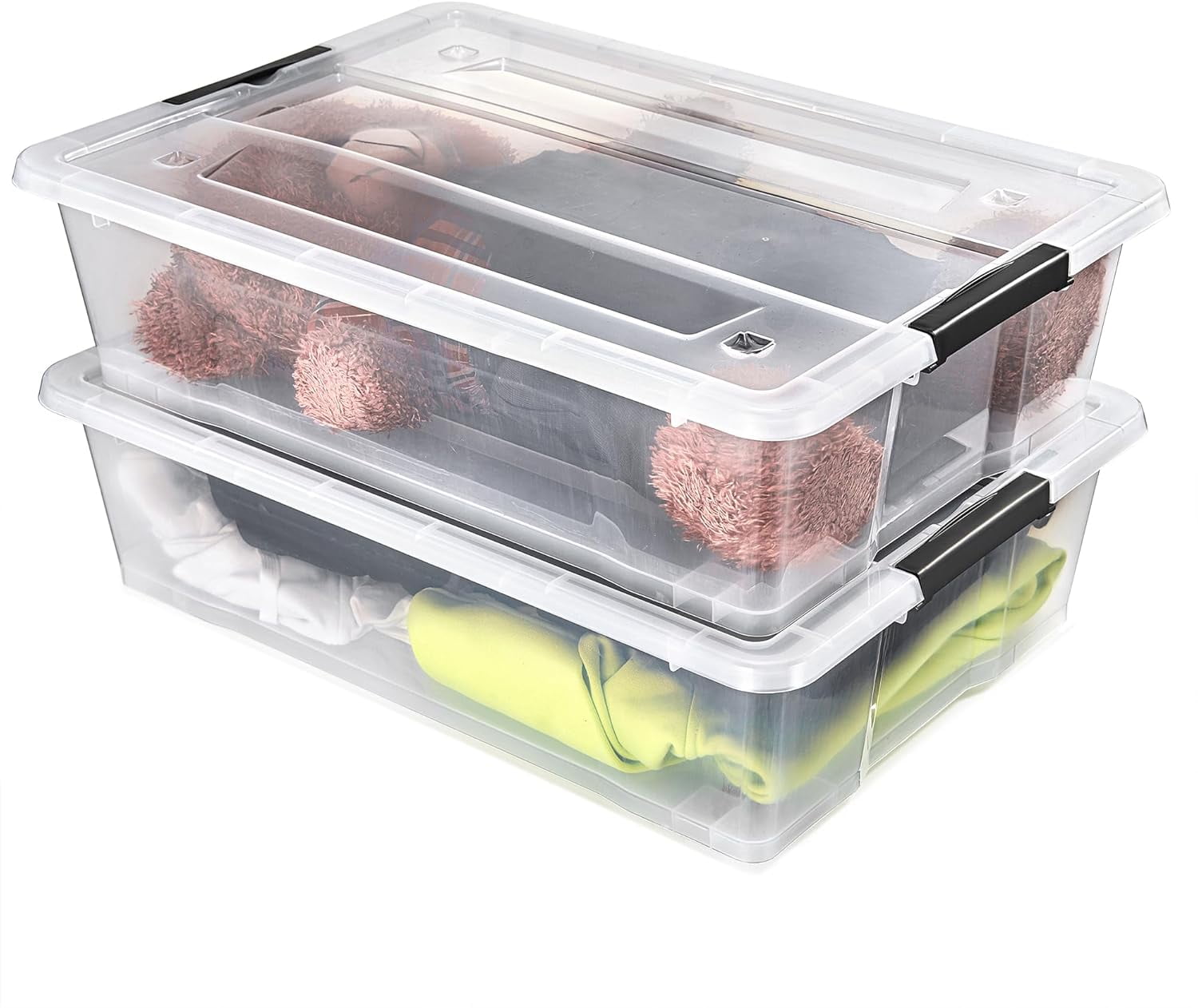 Qt Plastic Storage Bins with Lids for Under Bed Storage - Clear ...