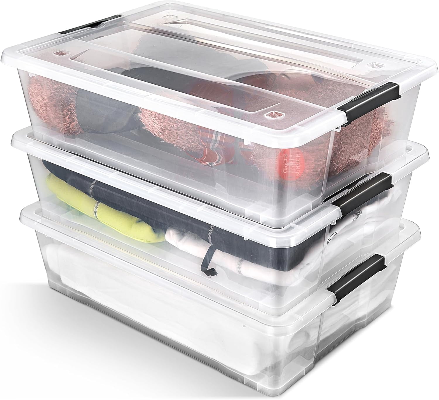 Qt Plastic Storage Bins with Lids for Under Bed Storage - Clear ...
