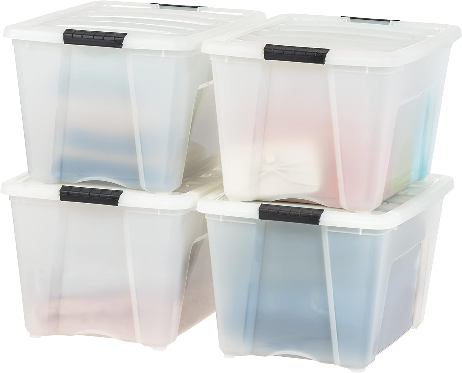 Qt Stackable Plastic Storage Bins with Lids, 4 Pack - BPA-Free, Made in ...