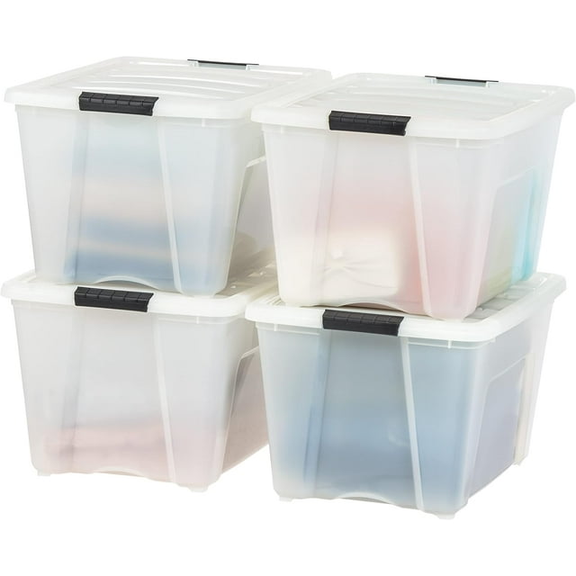 Qt Stackable Plastic Storage Bins with Lids, 4 Pack - BPA-Free, Made in ...