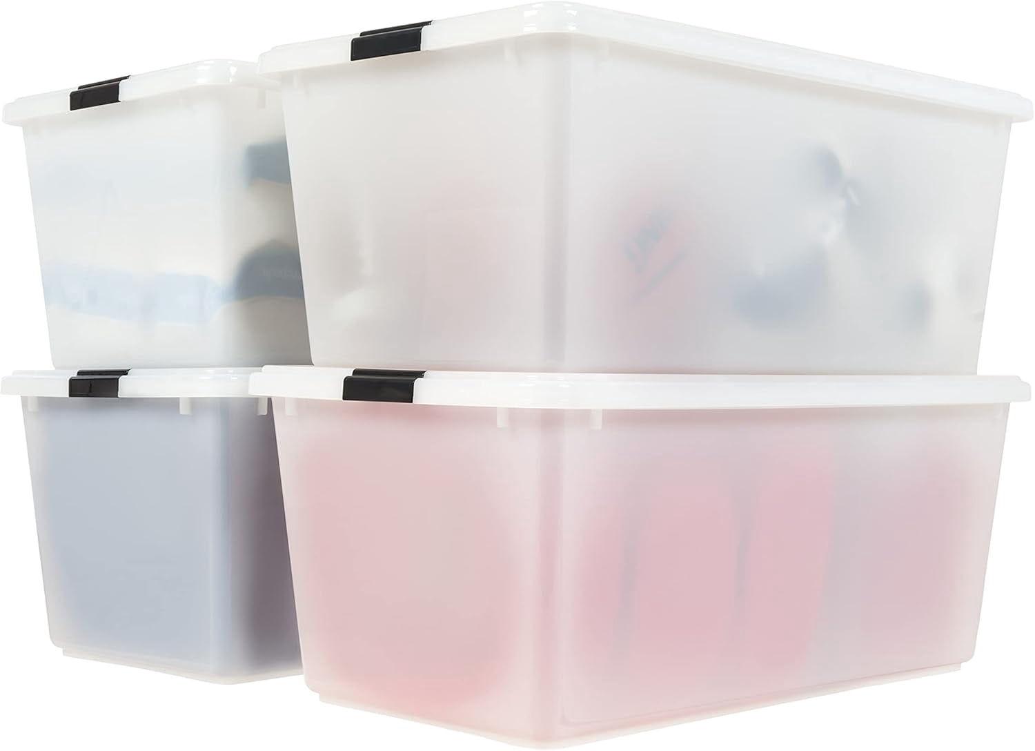 Qt Stackable Plastic Storage Bins with Lids, 6 Pack - BPA-Free, Made in ...