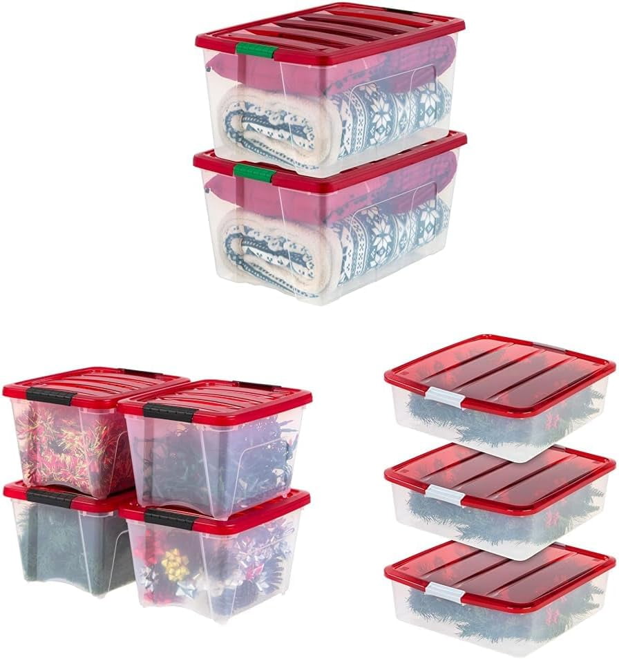 Qt Stackable Plastic Storage Bins with Lids, 6 Pack - BPA-Free, Made in ...