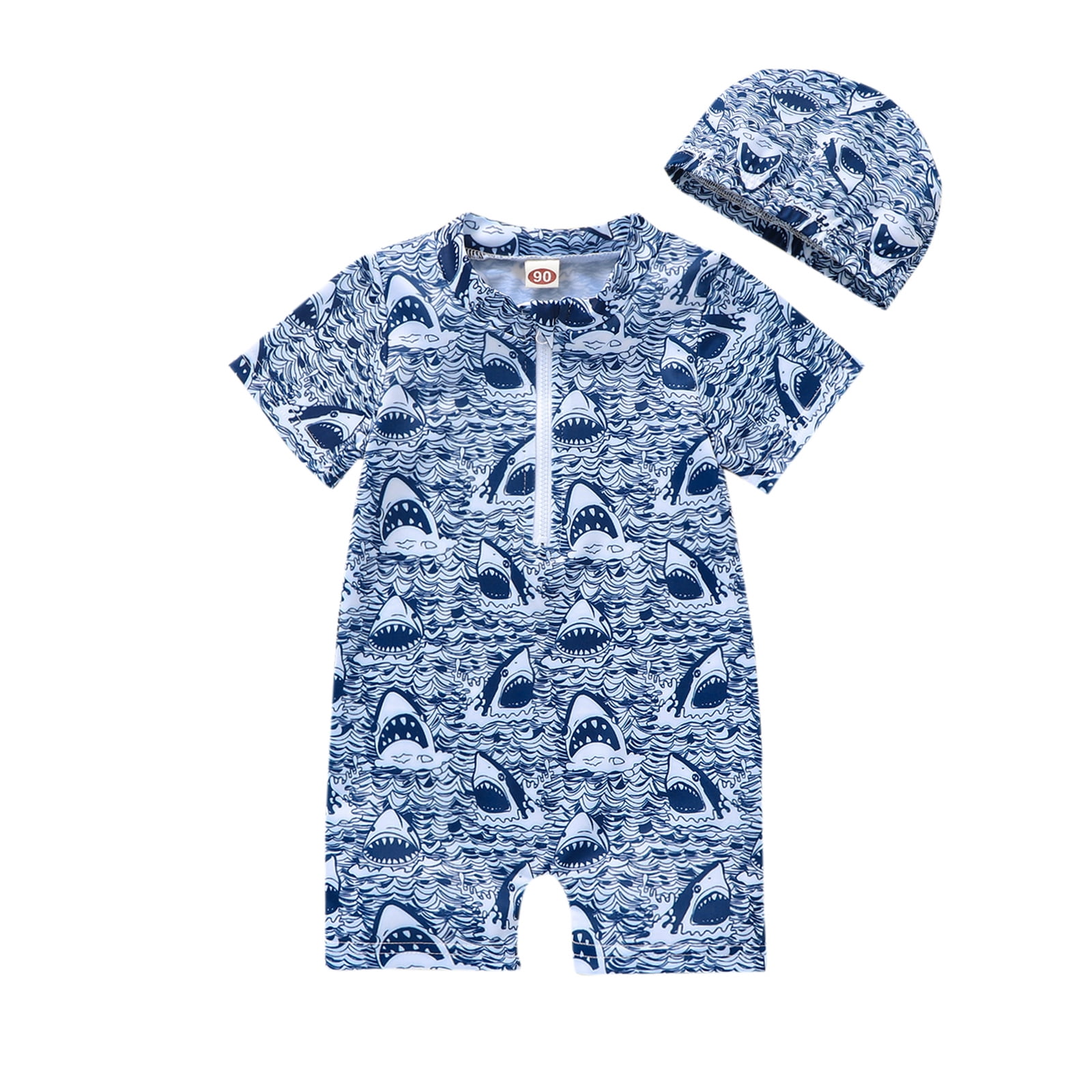 Qtinghua Infant Toddler Baby Boy Shark One Piece Swimsuit Short Sleeve ...