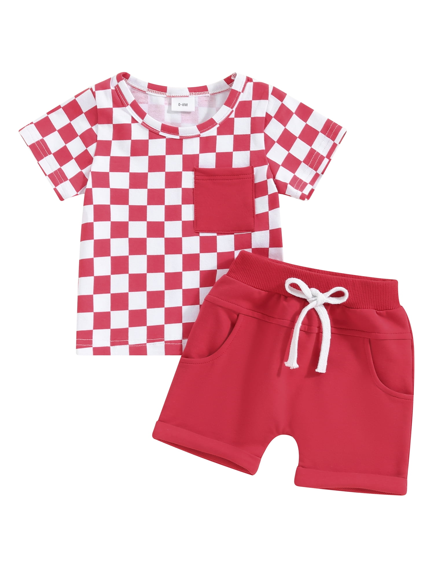 Qtinghua Infant Toddler Baby Boy Summer Clothes Short Sleeve Plaids T ...