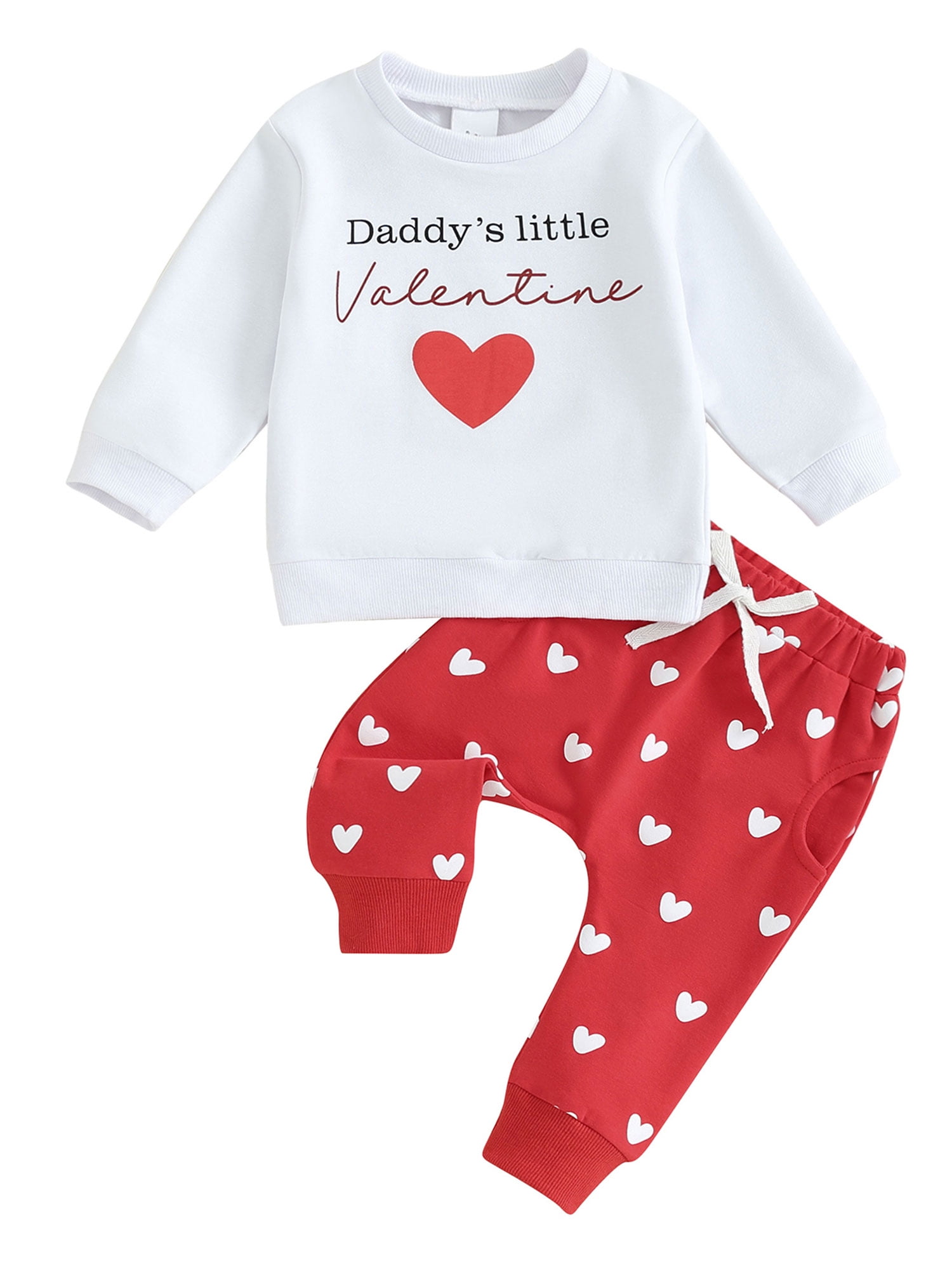 Qtinghua Infant Toddler Baby Girls Valentine's Day Clothes Long Sleeve Letter Print Sweatshirt ...
