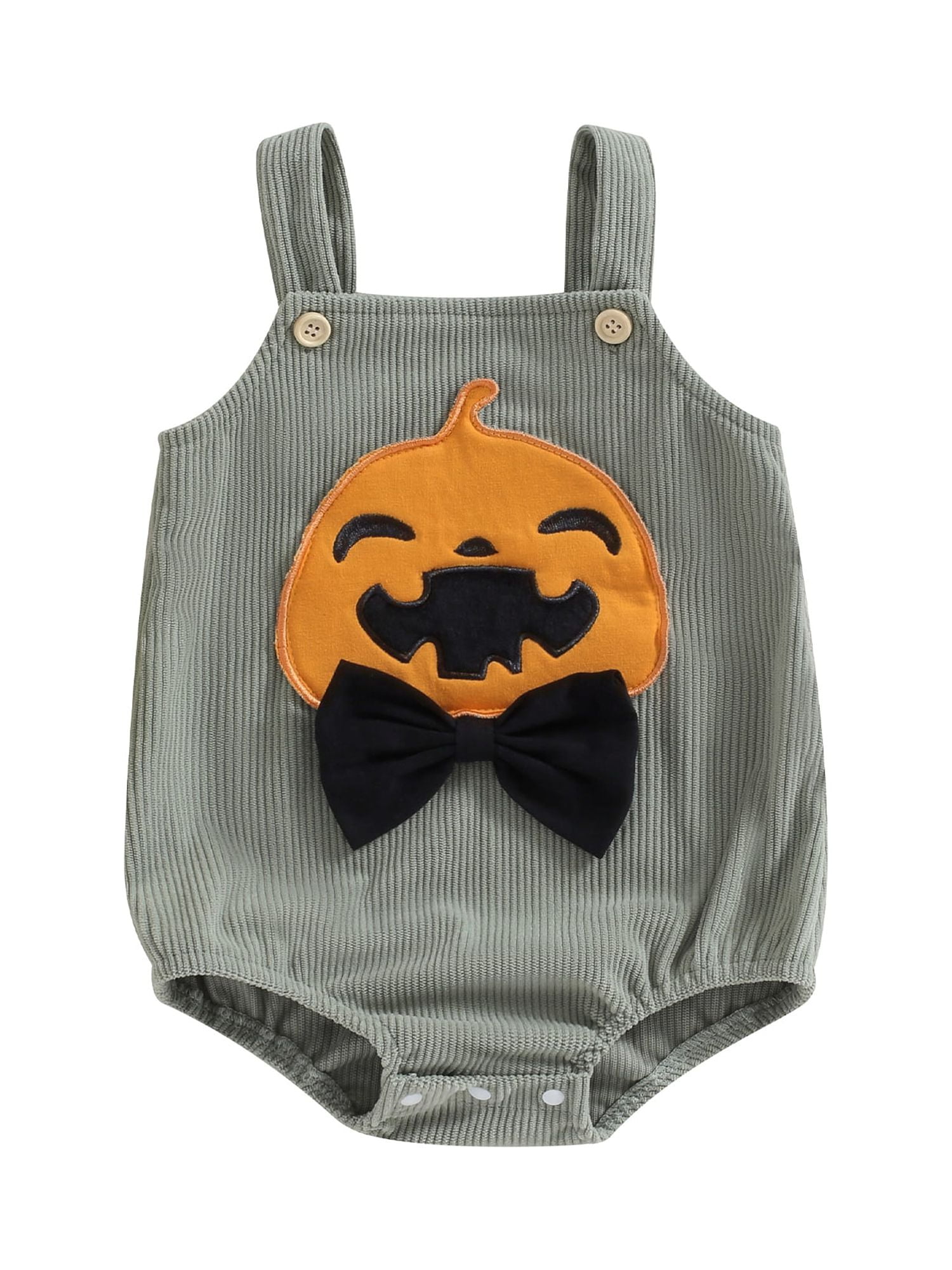 Qtinghua Newborn Baby Girl Boy Halloween Corduroy Romper Pumpkin Pattern Sleeveless Straps ...