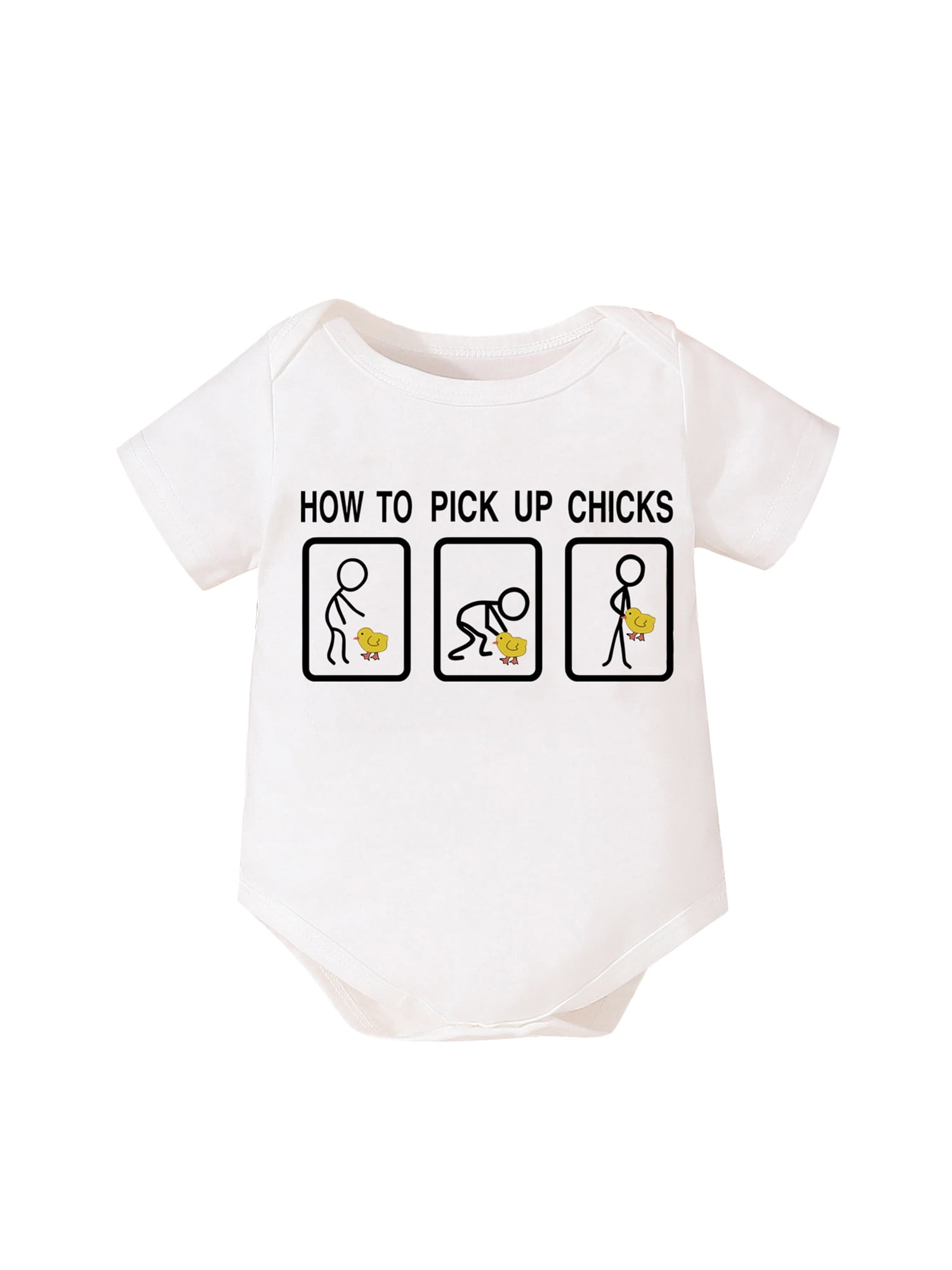 Qtinghua Newborn Baby Girl Boy Romper Short Sleeve Letter Chick ...