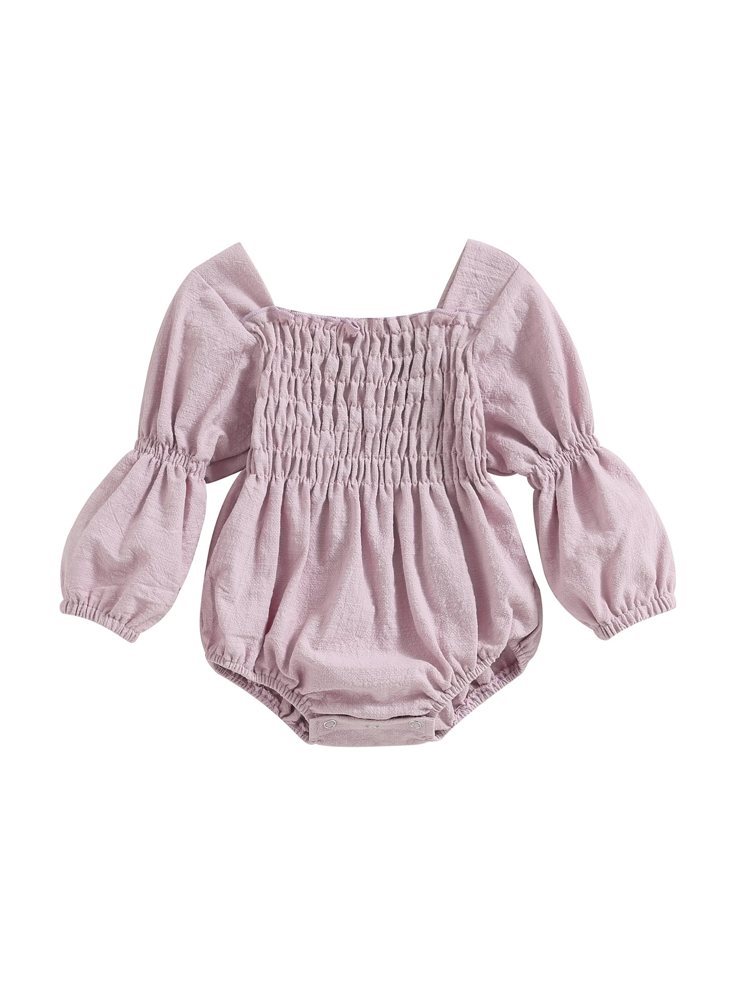 Qtinghua Newborn Baby Girls Fall Romper Long Puff Sleeve Solid Color ...