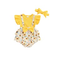 Izhansean 3PCS Newborn Baby Girl Summer Clothes Floral Romper Jumpsuit Shorts Outfits Set Green ...