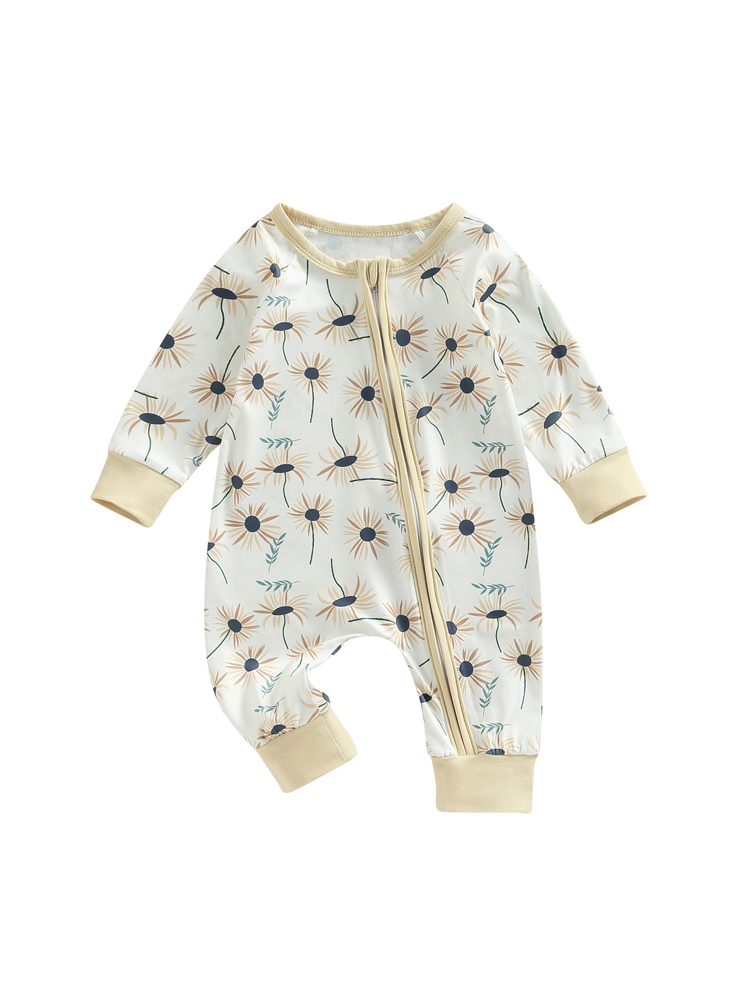 Qtinghua Newborn Infant Baby Boy Girl Zip Up Onesie Romper Cow Print Long Sleeve Bodysuit ...