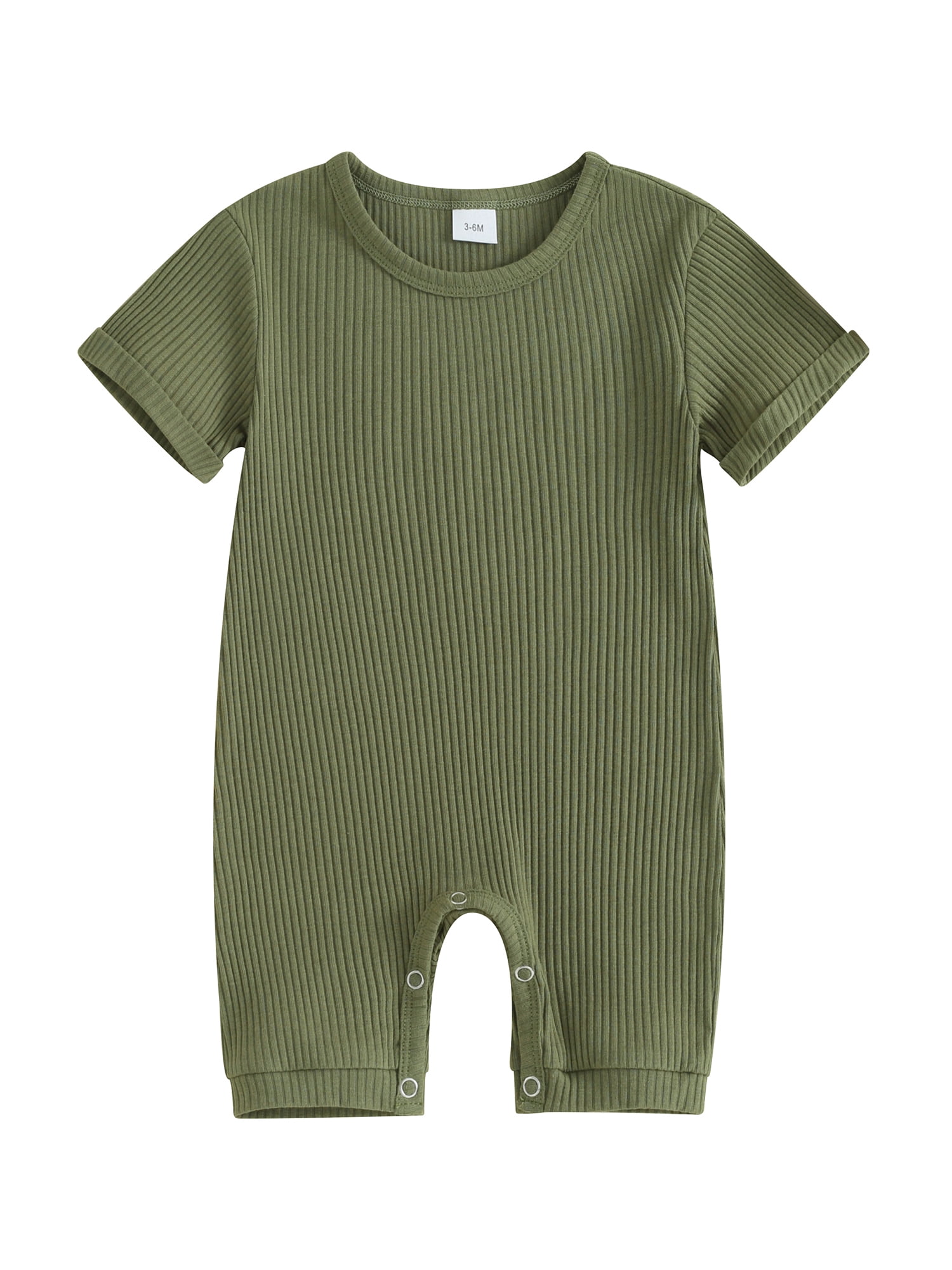 Qtinghua Newborn Infant Baby Boy Ribbed Romper Short Sleeve Solid Color ...