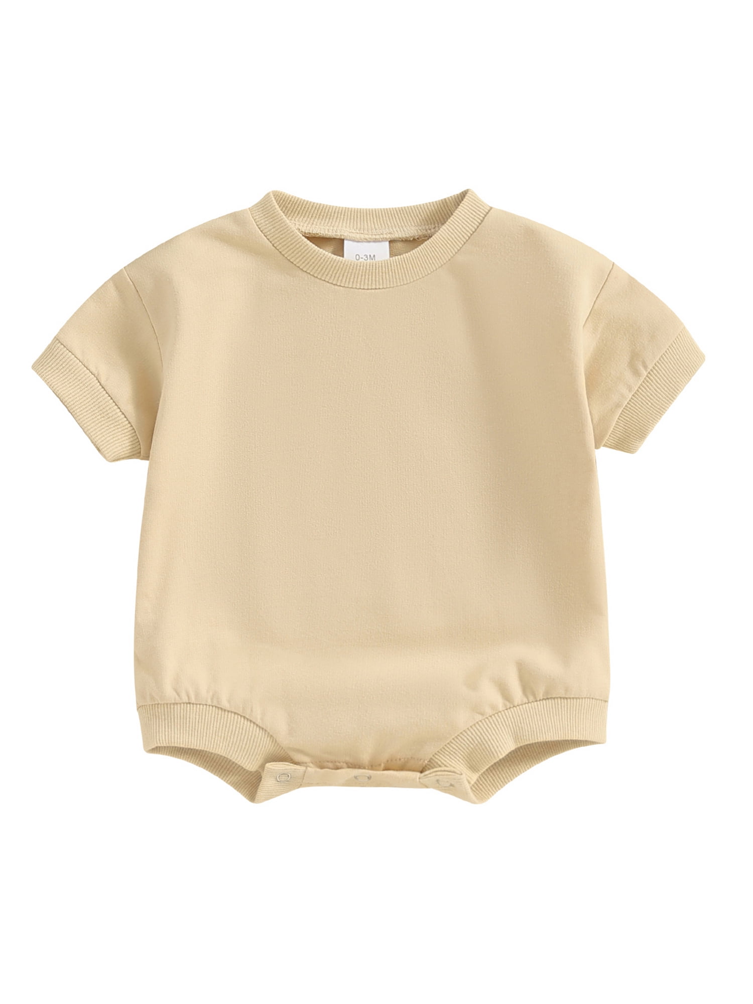 Qtinghua Newborn Infant Baby Girl Boy Romper Casual Short Sleeve Solid ...