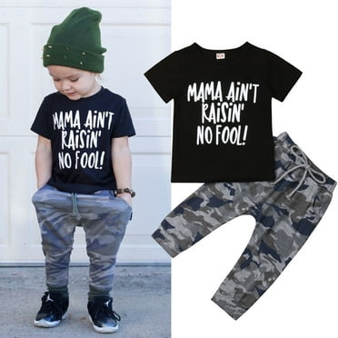 Fashion Toddler Kids Boys Tops T-shirt Camo Pants 2Pcs Outfits Set Clothes Fit For 1-6T ...
